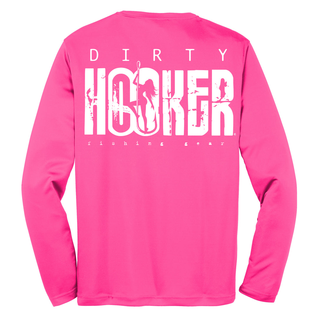 Dirty Hooker Classic White on Neon Pink Dry Fit – Dirty Hooker Fishing Gear